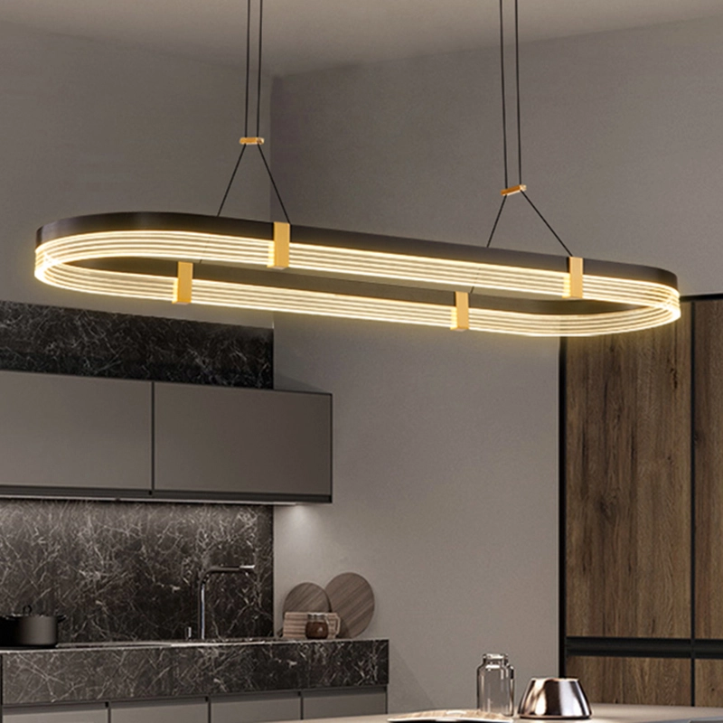 TOMAX Modern Black Linear LED Pendant Light – Acrylic Lighting for ...