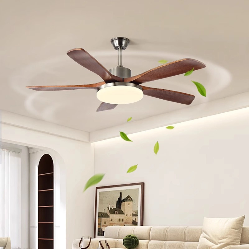 TOMAX 132CM/52INCH Walnut Satin Nickel Ceiling Fan Light For Living ...